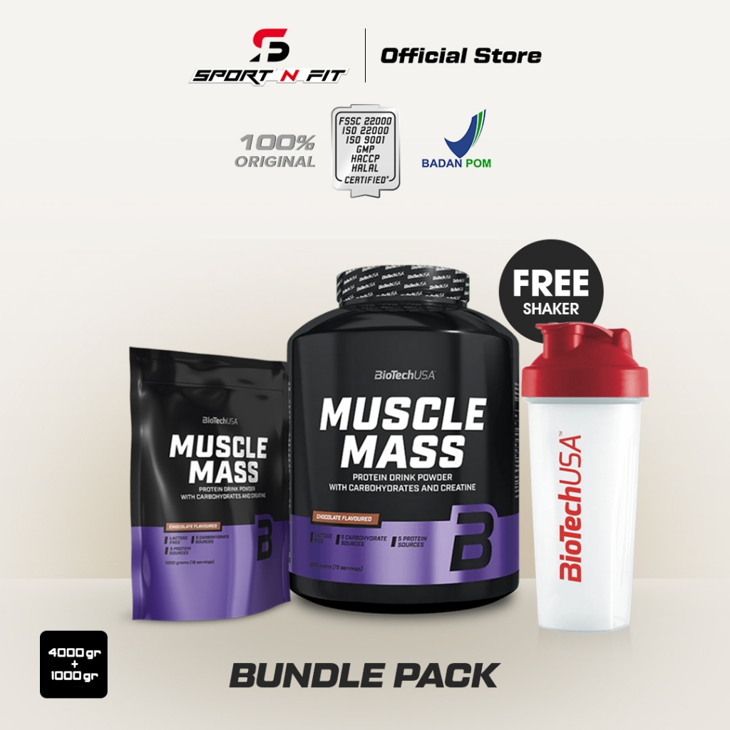 Jual BioTechUSA - MUSCLE MASS GAINER 11 LB (4000Gr + 1000Gr) | Shopee ...