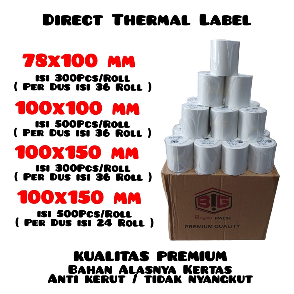 Jual Per Dus Kertas Sticker Label Thermal Resi Khusus Buat Printer ...