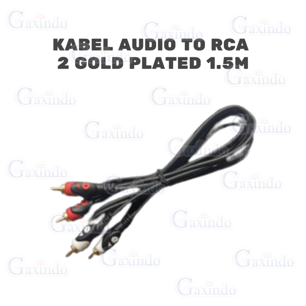Jual KABEL AUDIO TO RCA 2 GOLD PLATED 1.5M (1-2) / JACK 3.5 - 2 RCA 1.5 ...