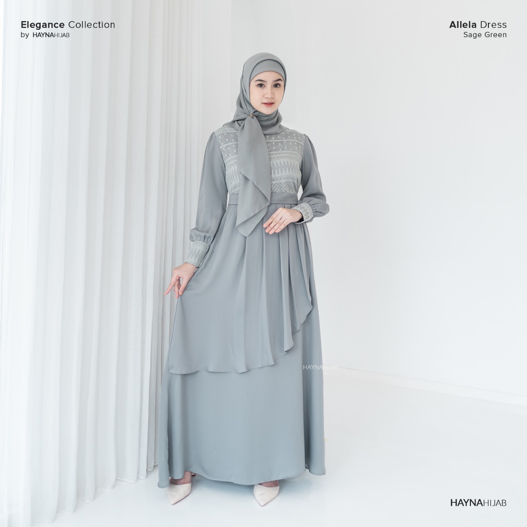 Jual HAYNA Alleia Dress (Sage Green) - Dress Kondangan Busui Friendly ...