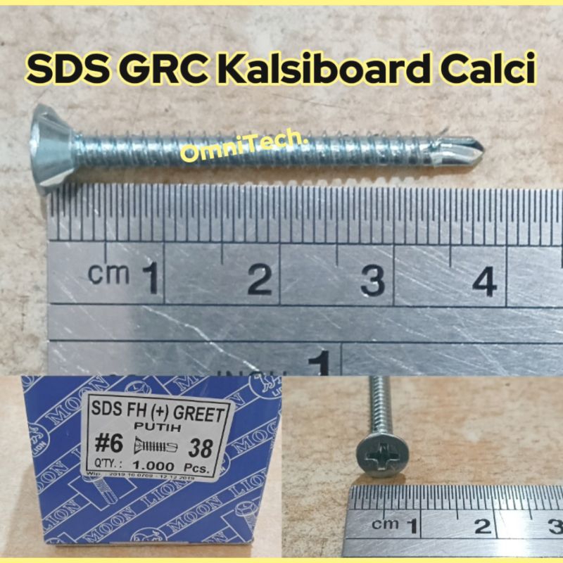 Jual 50Pcs Sekrup SDS FH + GRC Kalsiboard Kalsi Calci 6x38 Moon Lion 6 ...