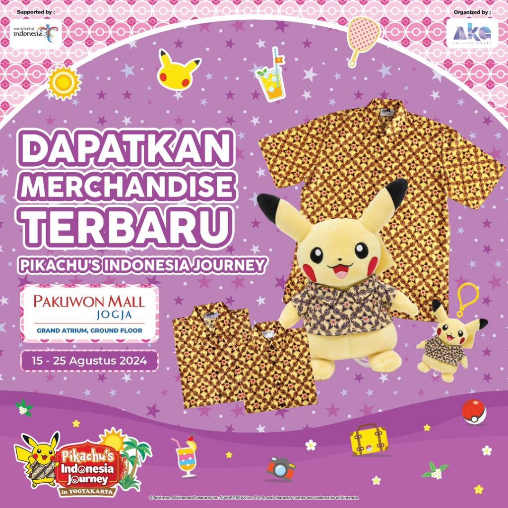 Jual Pokemon Merchandise Pikachu Indonesia Journey Plush Pikachu Batik Kemeja TCG Lanyard Deck ...