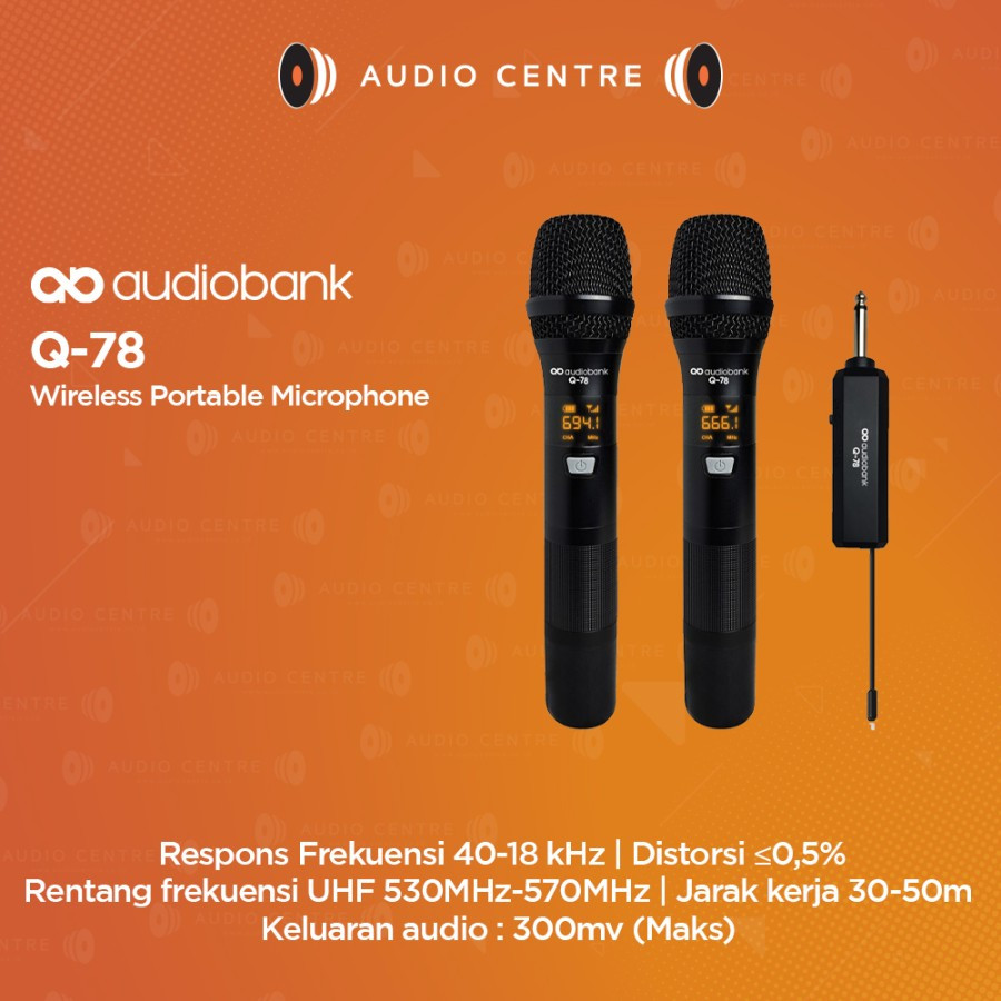 Jual Audiobank Q-78 Q78 Q 78 Wireless Portable Microphone | Shopee ...