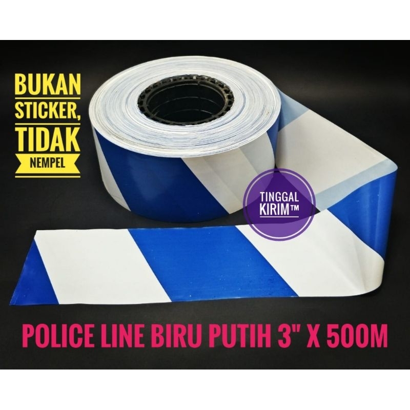 Jual Police Line Barricade Tape 3" x 500M warna Biru Putih | Shopee ...