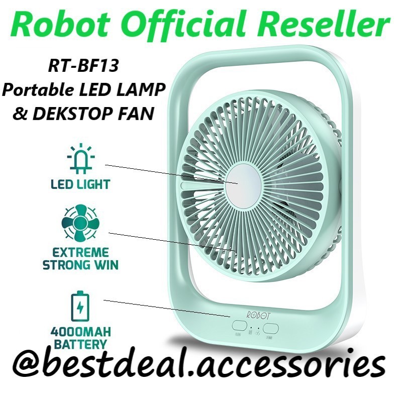 Jual Robot RT-BF13 Portable Rechargeable USB LED & Rotatable 7" Dekstop Fan | Shopee Indonesia