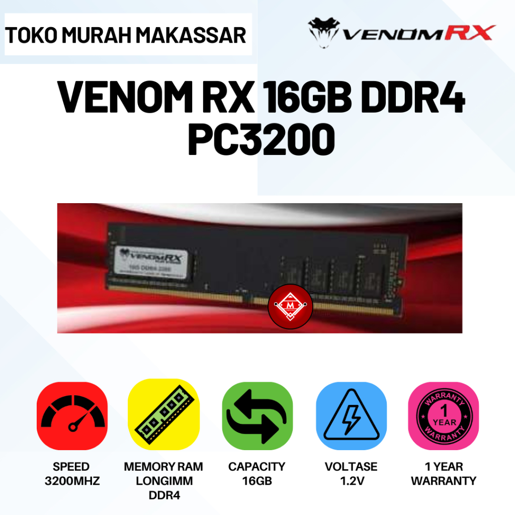 Jual RAM VENOM RX 16GB DDR4 PC3200 UDIMM DDR/MEMORY / VENOM RX 16GB ...