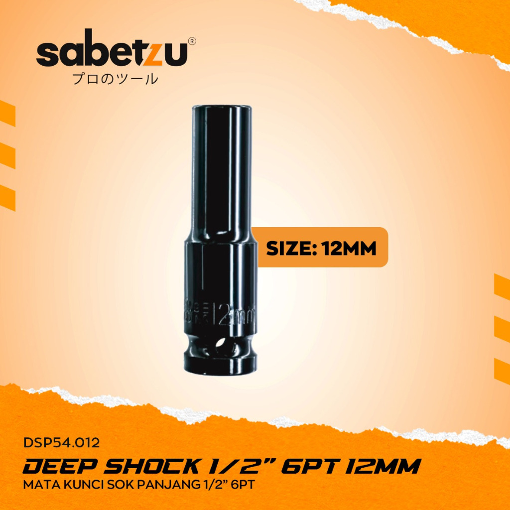 Jual SABETZU Mata Deep Impact Socket 1/2" 6PT 12mm Satuan - Mata Shock ...