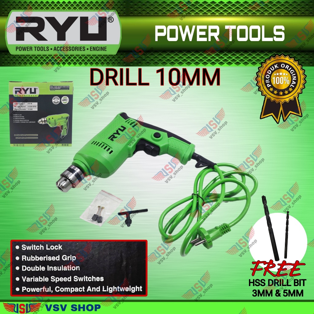 Jual RYU MESIN BOR 10 MM RDR10-3RE MESIN BOR RYU 10MM(TANPA BOX ...