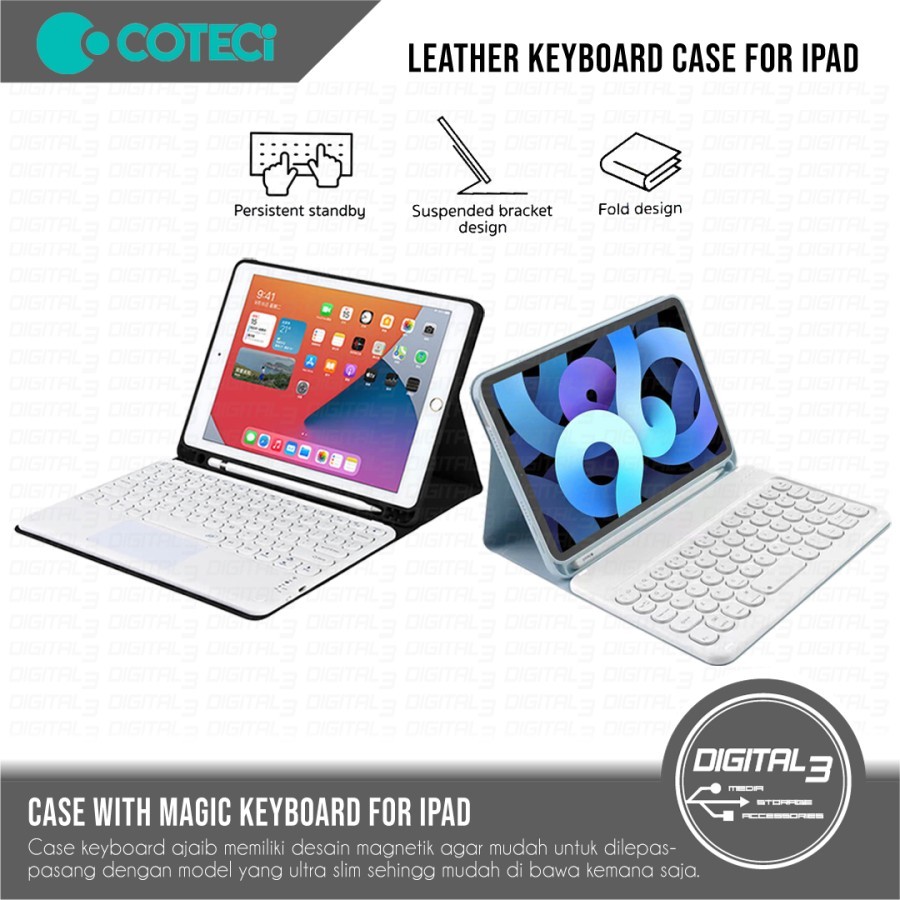 Jual Coteci Magic Keyboard Detachable Leather Case Magnetic Wireless Touchpad for iPad / iPad ...