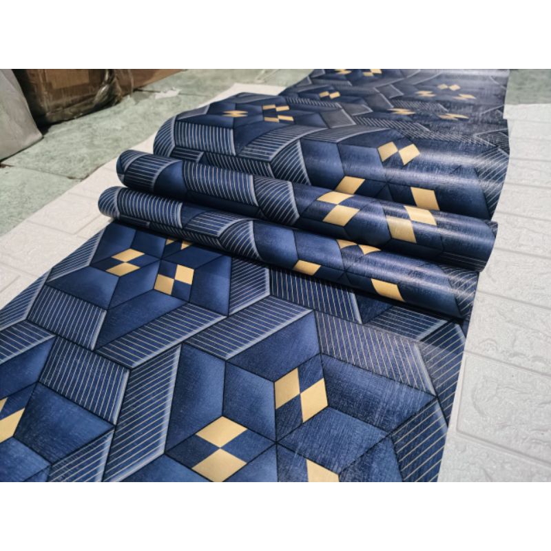 Jual Wallpaper Sticker Dinding GEOMETRIS CAKRA Biru 3D Mewah | Shopee ...