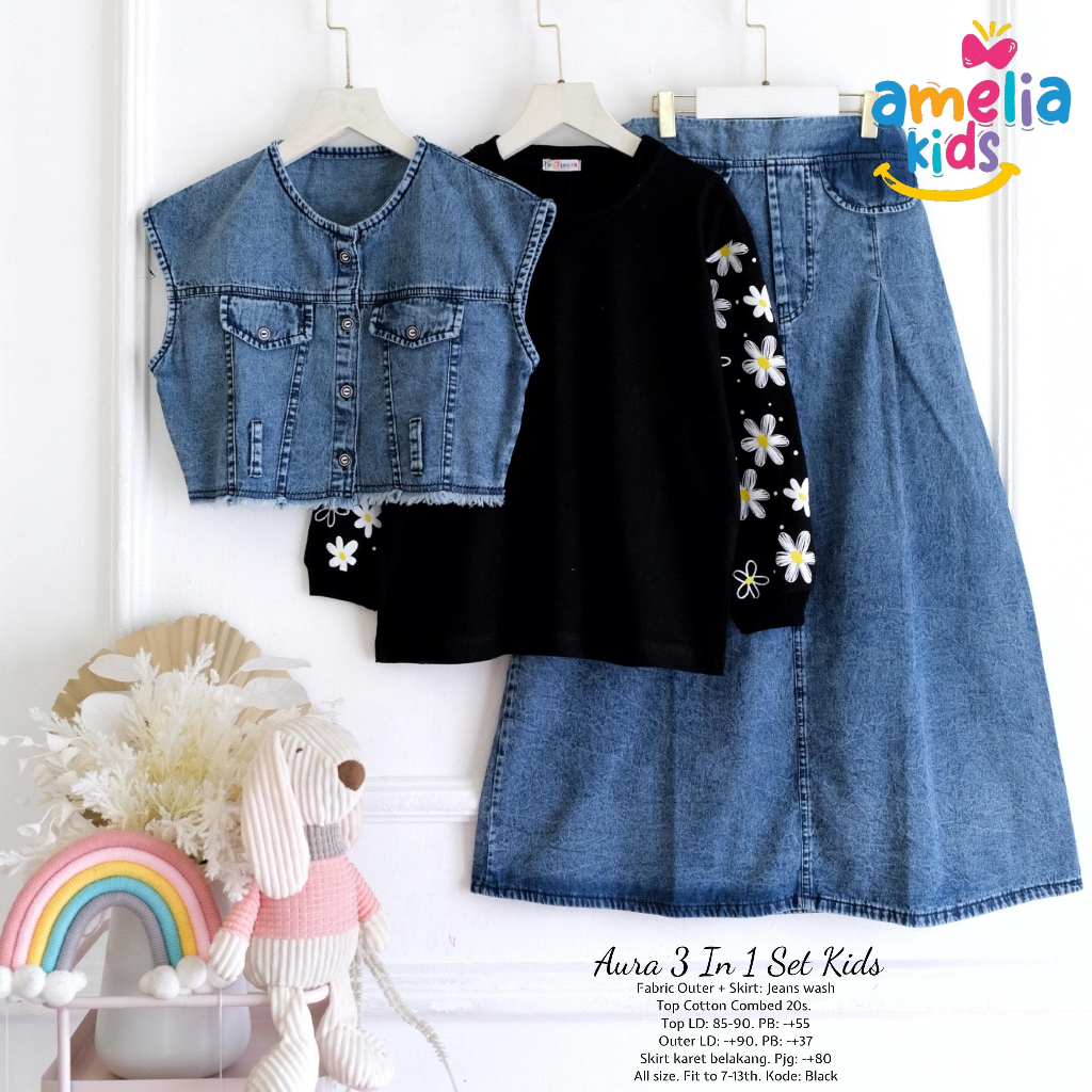 Jual setelan 3in1 anak perempuan remaja tanggung 7-12 kemil odet tifani ...