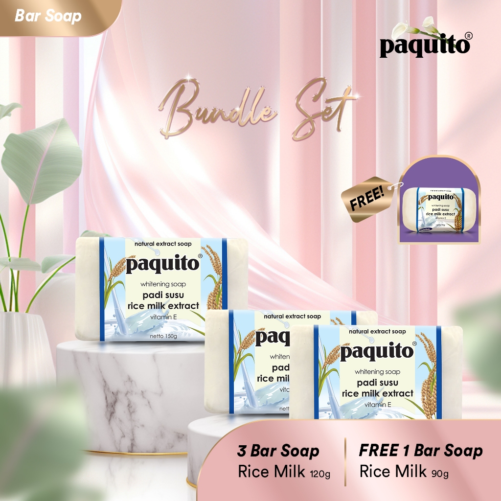 Jual Sabun Paquito Rice Milk Padi Susu 150 Gr x 3 [Bundle pack + FREE ...