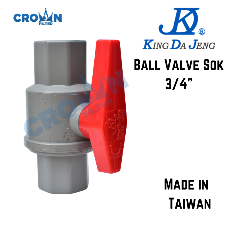 Jual Stop Kran / Ball Valve PVC 3/4" KDJ Taiwan ( Gagang Merah ) | Shopee Indonesia