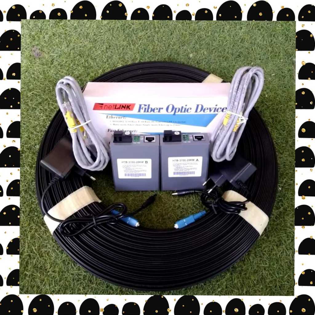 Jual Paket kabel fiber optik 100M dan sepasang netlink htb 3100 AB ...