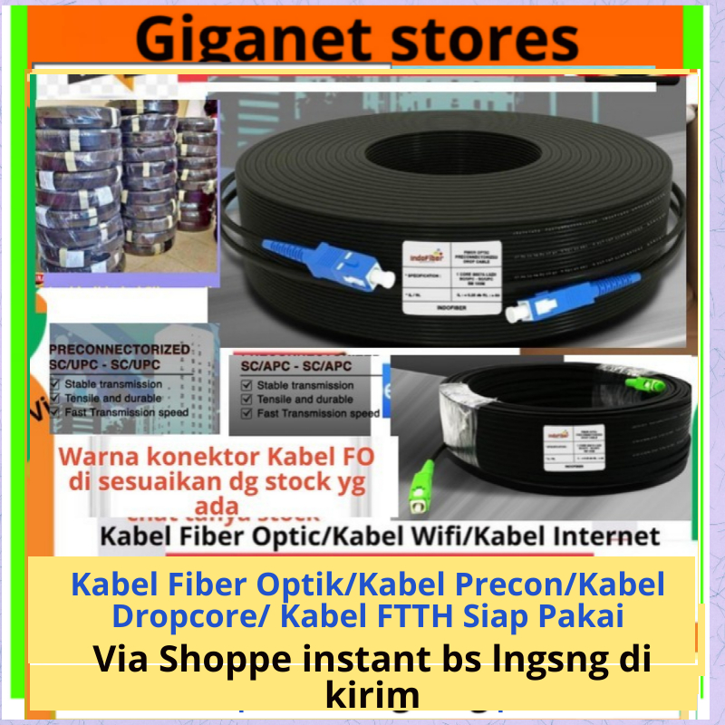 Jual Dropcore Fiber optik FTTH Kabel FO Precon 195m 200m 215m 225m 230m ...