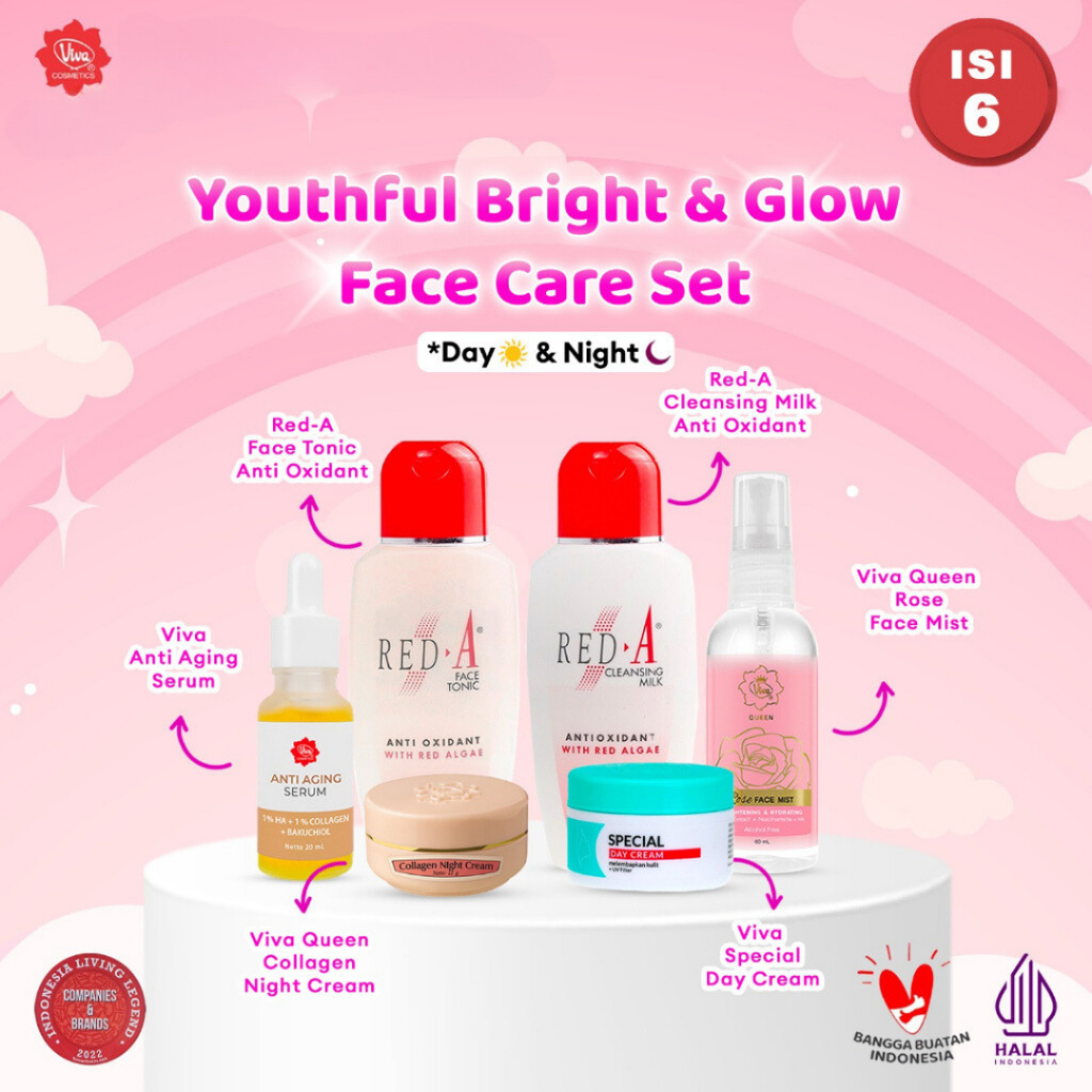 Jual Paket Viva/Red A Youthful Bright Glow Face Care Set ==> Red A Mc ...