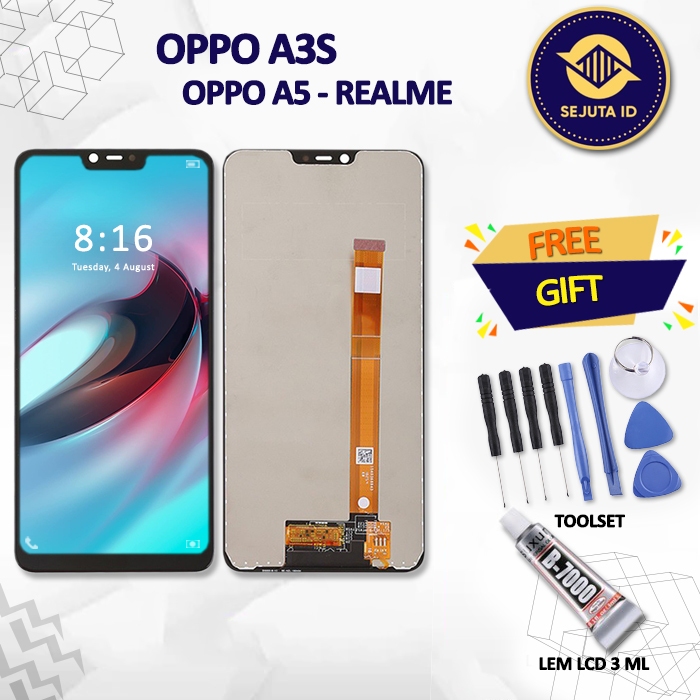 Jual LCD OPPO A5 / A3S / REALME C1 / REALME2 - ORIGINAL FULLSET TOUCHSCREEN [ FREE TOOLSET + LEM ...