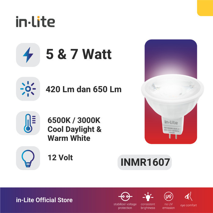 Jual Lampu LED InLite INMR1607 12V Sorot Spotlight 5w 7w Mr16 | Shopee ...