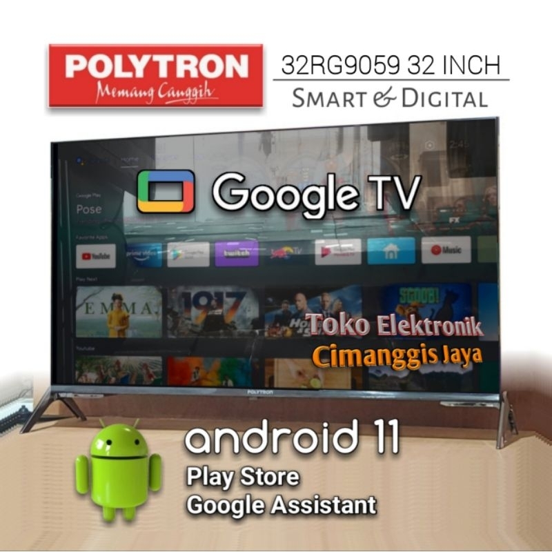 Jual android google smart tv led Polytron 32 inch digital PLD32RG9059 PLD32CV1869 JNE Trucking ...