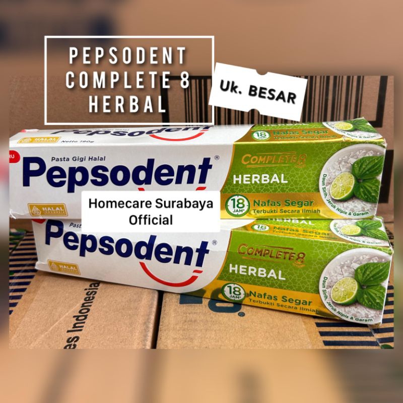 Jual PEPSODENT COMPLETE 8 HERBAL 190gr UKURAN BESAR / PEPSODENT HERBAL ...