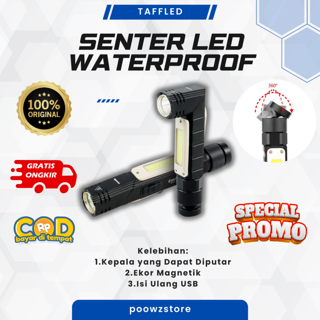 Jual Senter LED Rotatable Head Magnetic Tail XPG COB 10000 Lumens ...