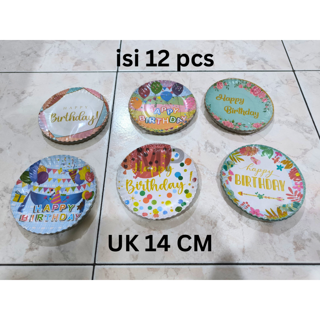 Jual Piring Motif HBD/ Piring Kertas Ultah/ Piring HBD/ Piring Kue/ Piring Ulang Tahun/Piring Uk ...
