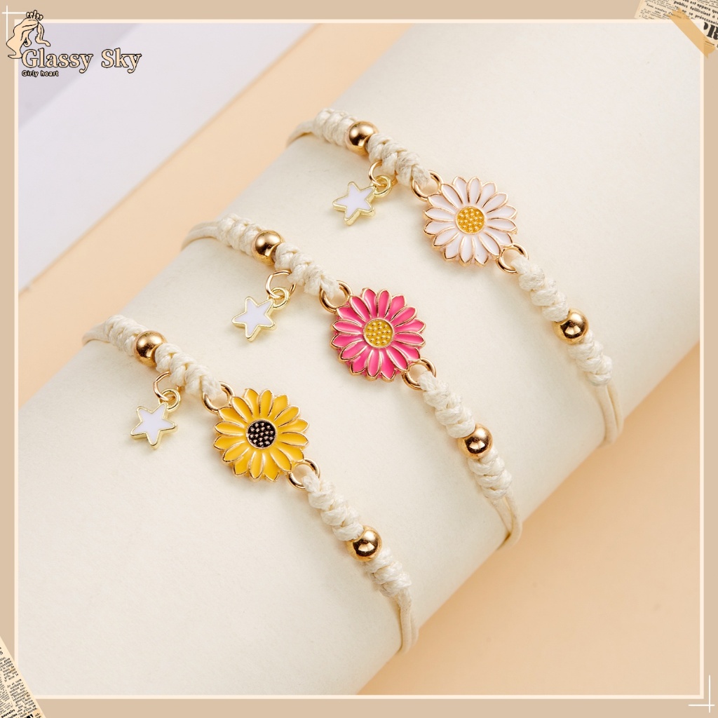 Jual ️【Ready&COD】Gelang SunFlower Astetic/Gelang bunga matahari daisy ...