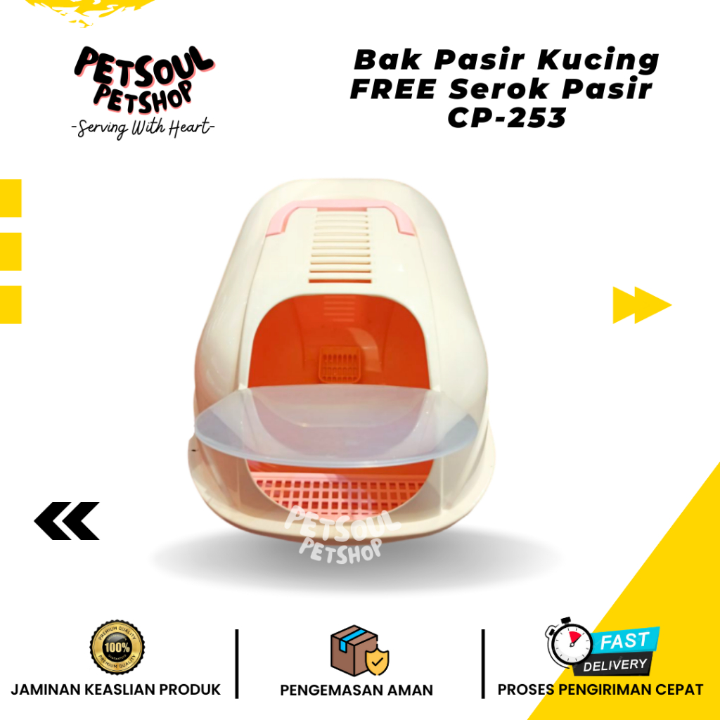Jual Bak Pasir Kucing Model Tertutup FREE Serok Pasir Type CP-253 | Shopee Indonesia