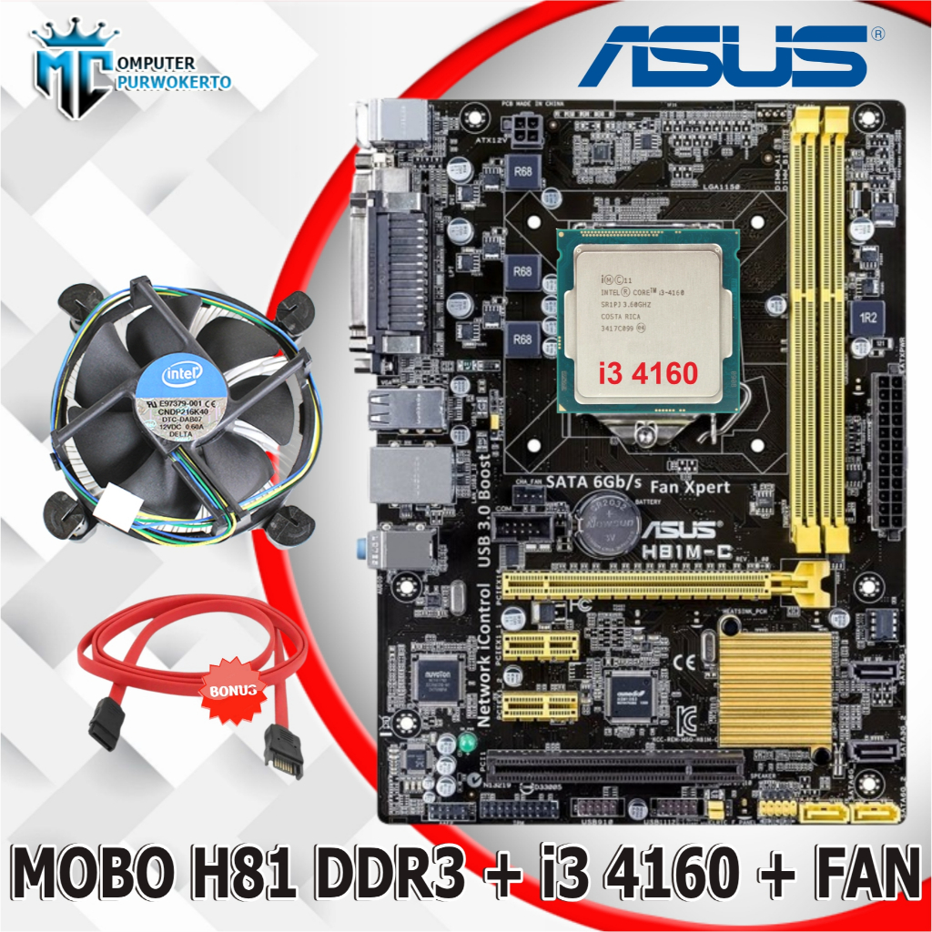 Jual Mainboard Mobo H81 Asus LGA 1150 Dan Processor i3 4160 + Fan ...