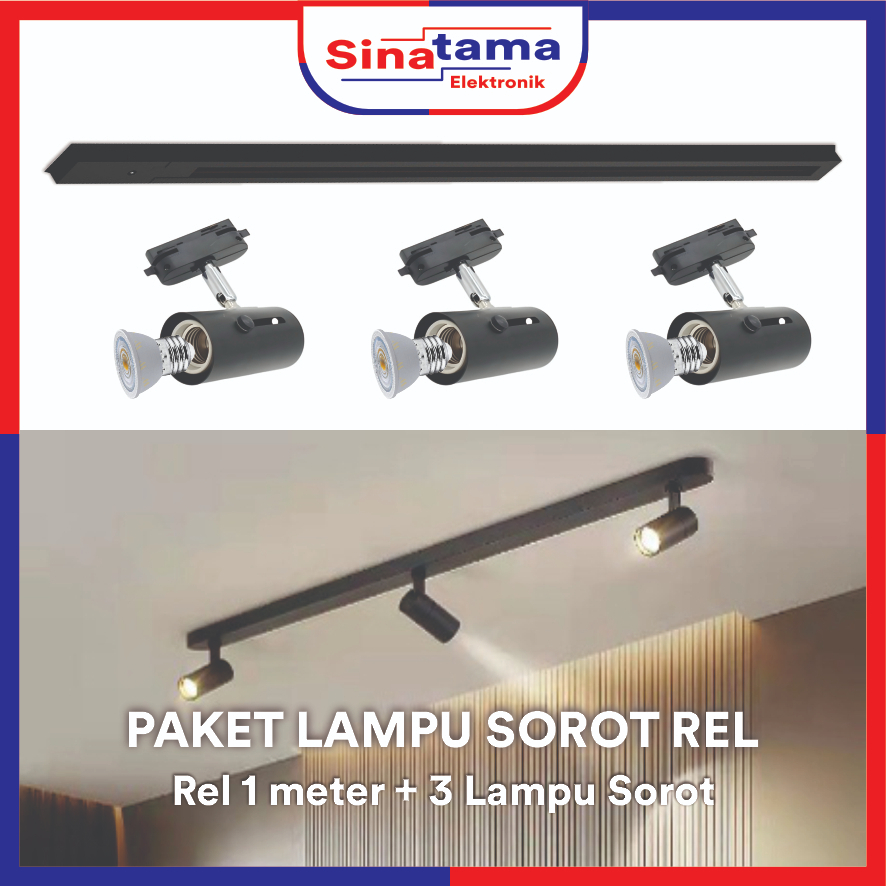 Jual PAKET SOROT TRACKLIGHT REL 1 METER 3 LAMPU 50CM 2 LAMPU SPOTLIGHT ...