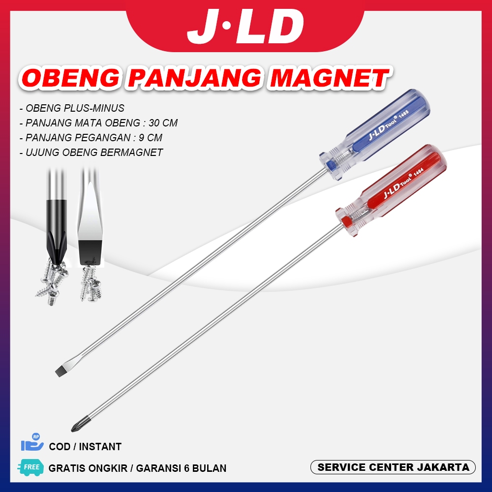 Jual JLD obeng panjang magnet 12inch-30cm Obeng Plus- Minus screwdriver ...