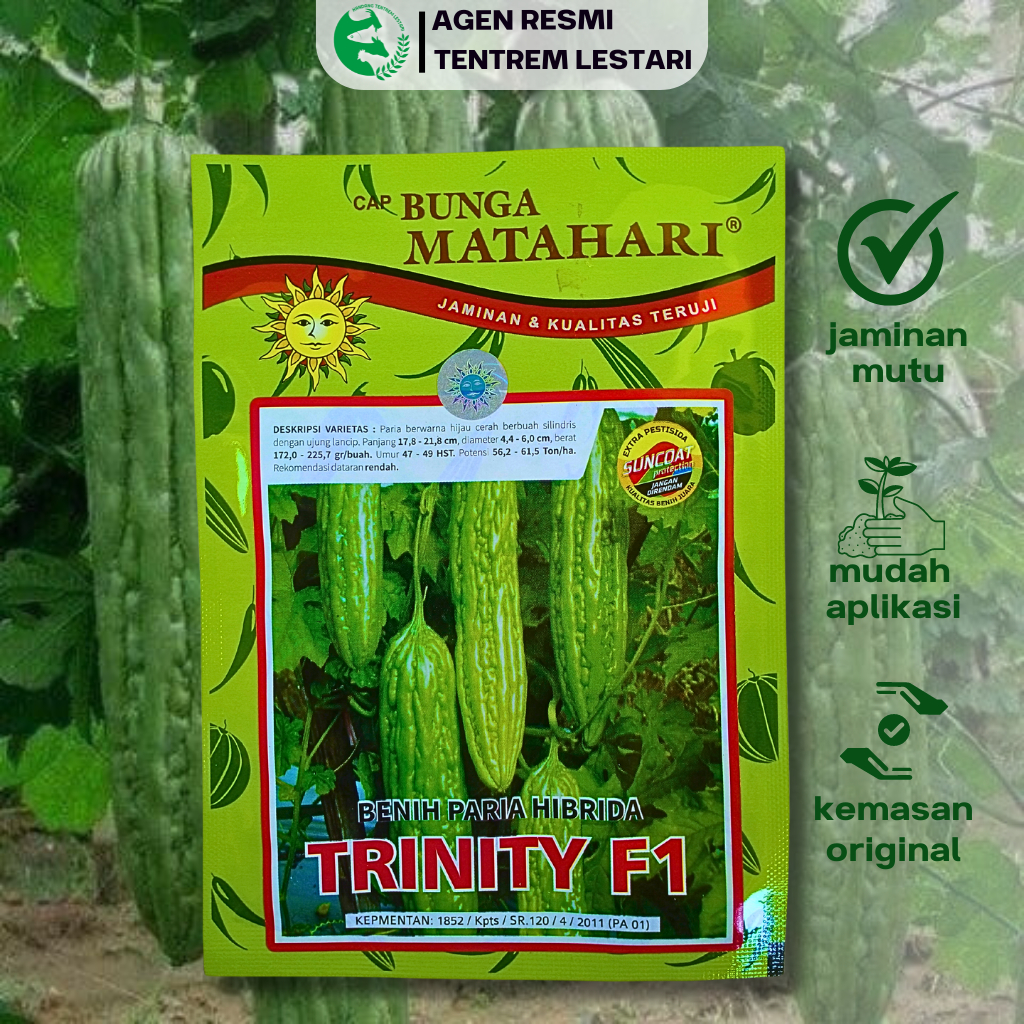 Jual Benih Pare Paria TRINITY F1 10 gram Asli Cap Bunga Matahari Tahan ...