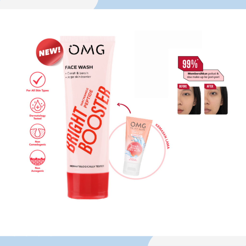 Jual OMG Oh My Glow Bright Booster Face Wash 50ml & 100ml | Pembersih ...