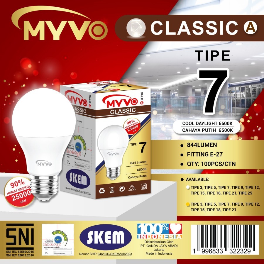 Jual LAMPU LED MYVO CLASSIC 7W GARANSI RESMI | Shopee Indonesia