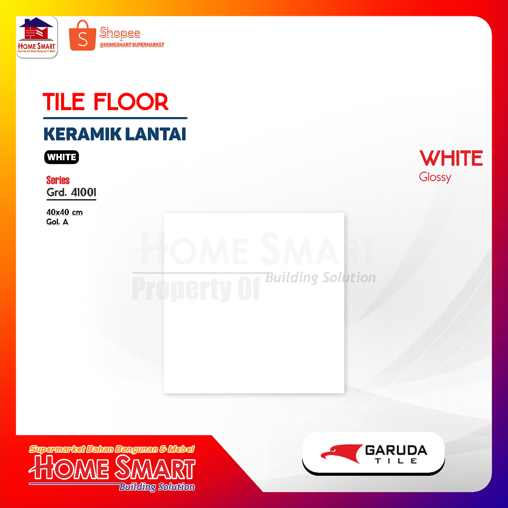 Jual Keramik Putih Polos 40x40 Grd.41001 - Garuda Tile | Shopee Indonesia