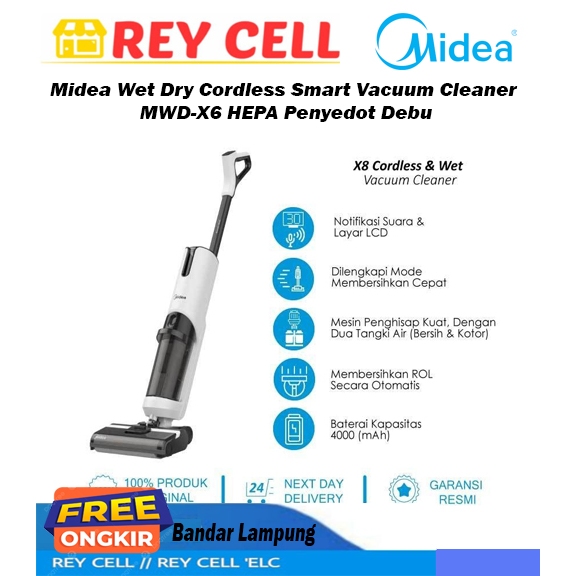 Jual Midea Wet Dry Cordless Smart Vacuum Cleaner MWD-X6 HEPA Penyedot ...