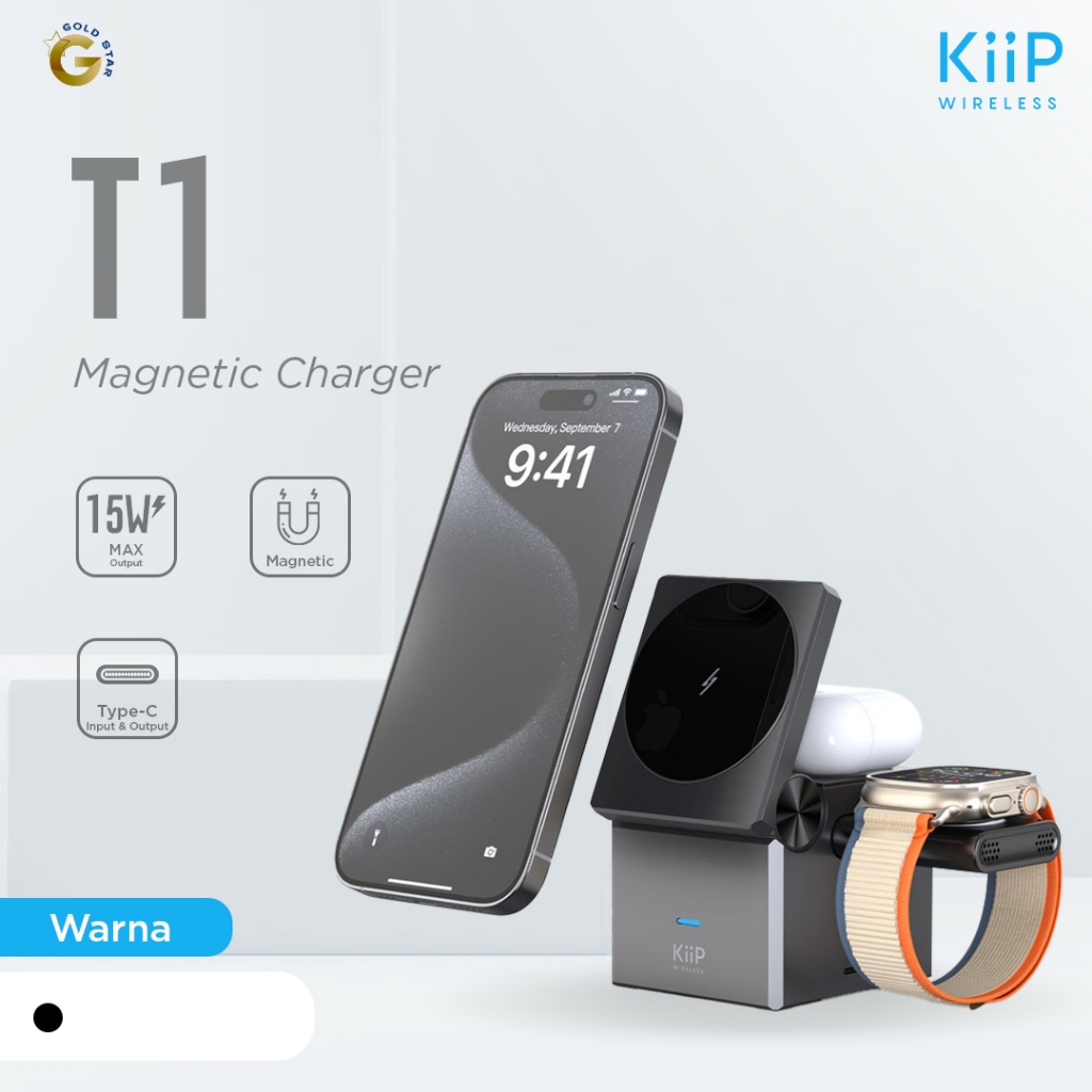 Jual KiiP Wireless T1 Magnetic 3IN1 Foldable Magsafe Charging Station 15W Fast Charging | Shopee ...