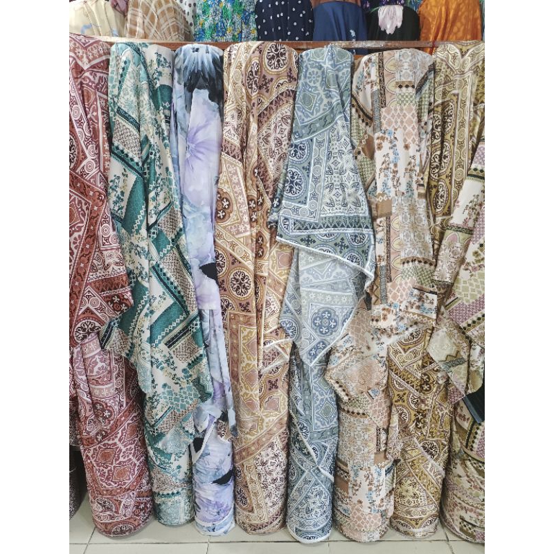 Jual Kain Baby Silk Motif // Kain Satin Silk // Kain Baby silk meteran ...