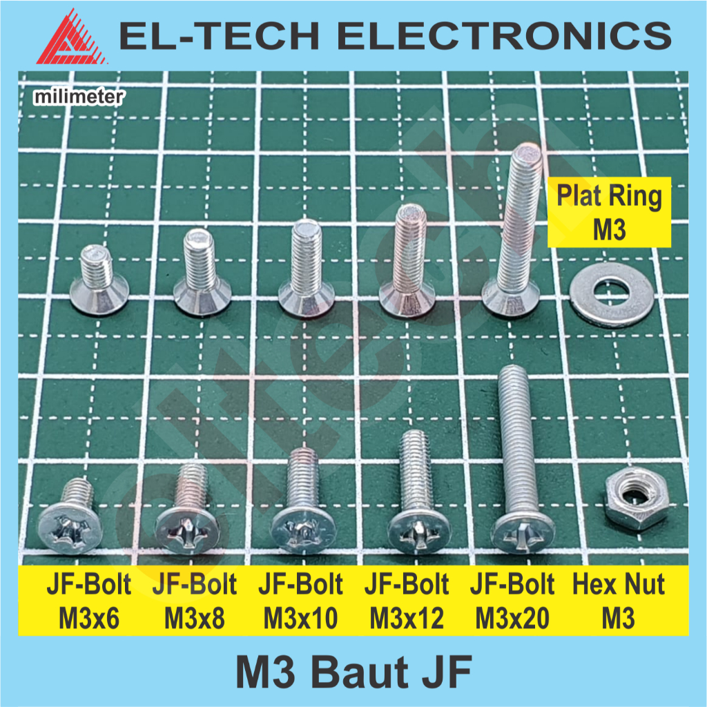 Jual 10pcs M3 Bolt Baut Nut Mur JF L Ring UCP White Putih Chrome Krom ...