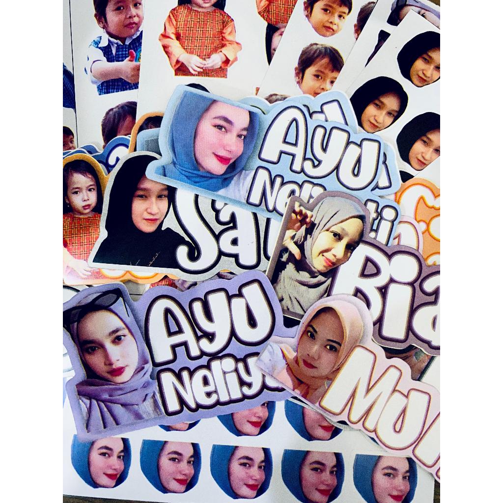 Jual WAJIB BACA DESKRIPSI Stiker Foto WAJAH dan Tulisan Nama Custom ...