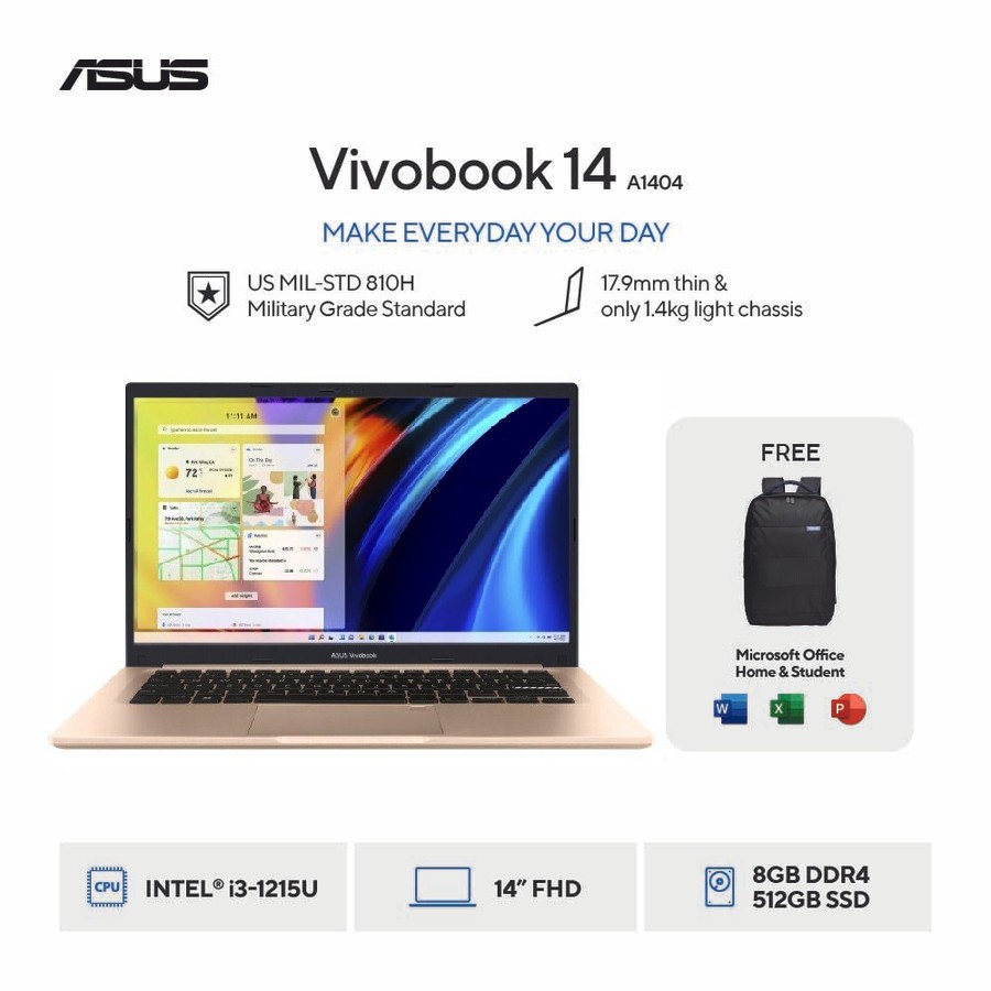 Jual ASUS Vivobook 14 A1404ZA-VIPS355 - Terra Cotta [Intel Core i3 ...