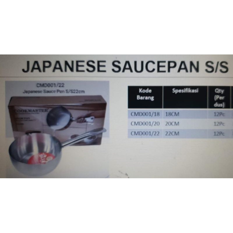 Jual Cookmaster Panci Susu / Japanese Saucepan / Panci Gagang Stainless ...