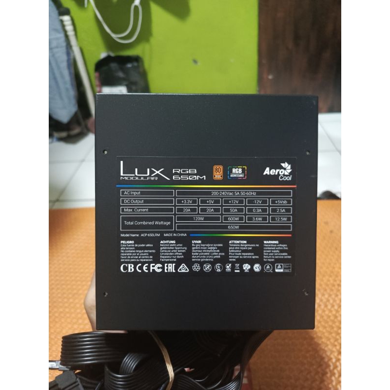 Jual PSU Aerocool Lux 650 watt 80+ Bronze Modular RGB | Shopee Indonesia