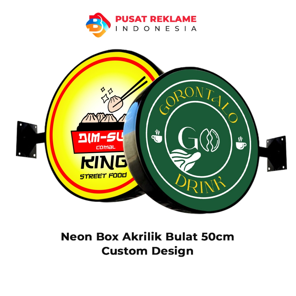 Jual Neon Box Custom Bulat Premium 50cm Outdoor Akrilik 2 Sisi LED Neon ...