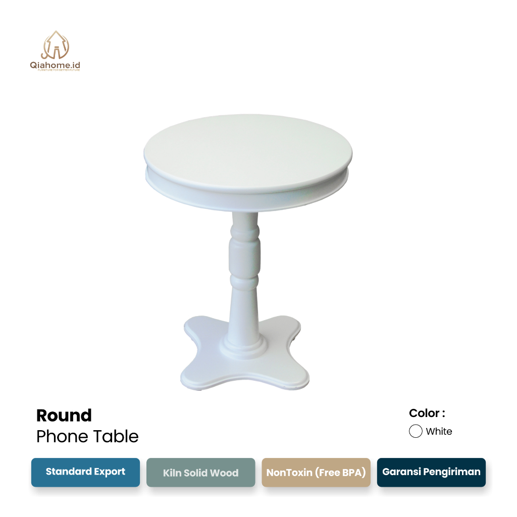 Jual Round Phone Table Meja Sudut Ruangan Meja Kayu Minimalis Modern ...