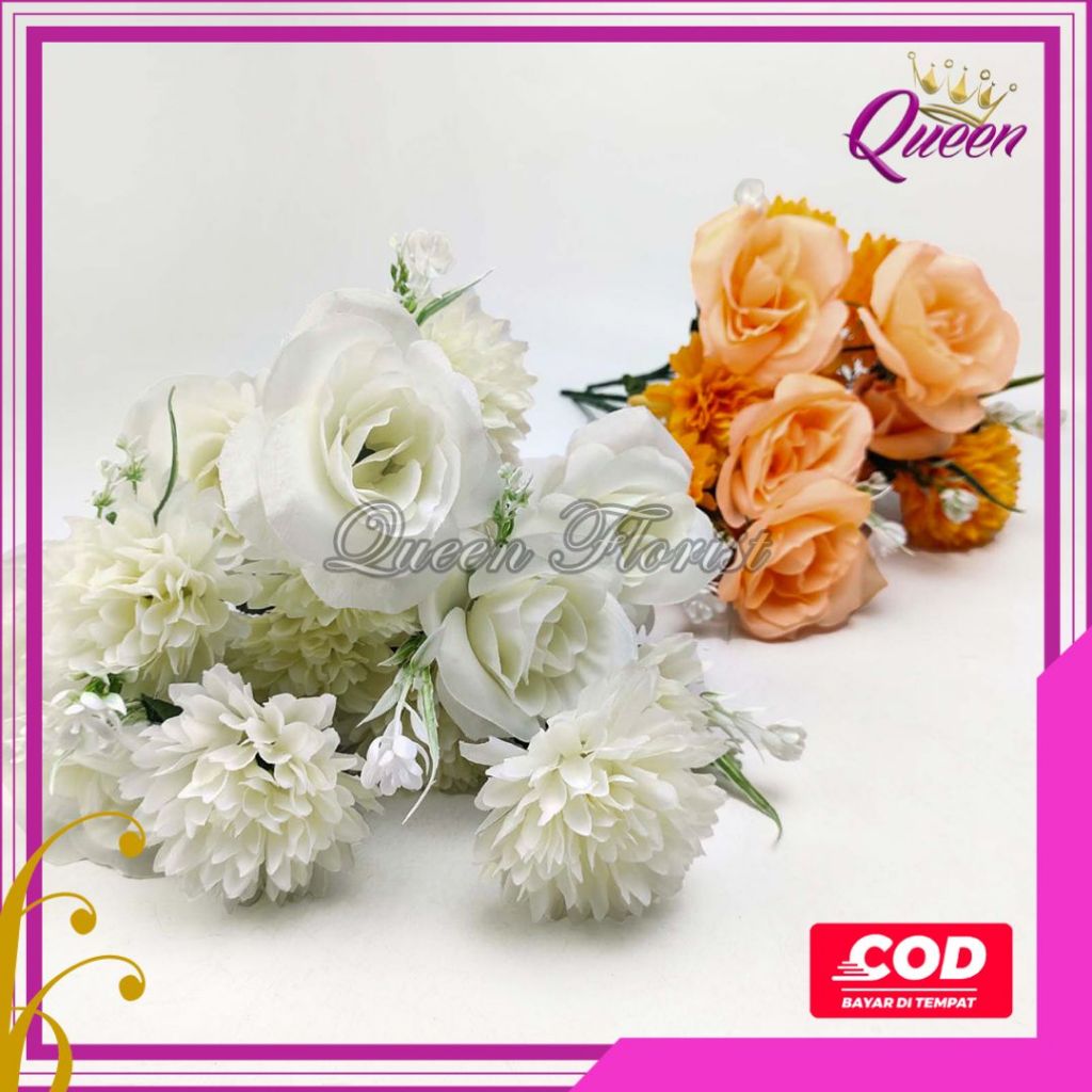 Jual Bunga Rose Mix Cabang 5 Artificial Flower Hiasan Seserahan Rustic ...