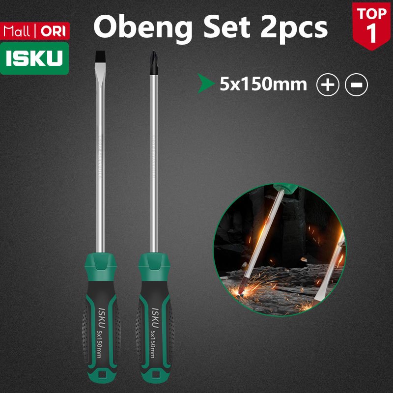 Jual ISKU Obeng Magnet 5*150mm 5 Inch 2pcs + - Plus Minus | Shopee ...