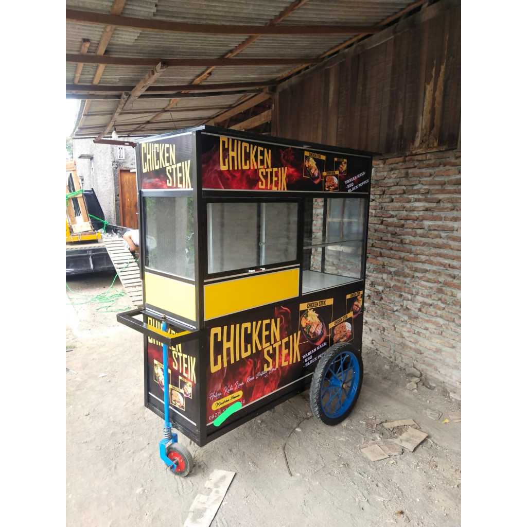 Jual grobak aluminium / grobak ayam geprek / etalase fried chicken ...