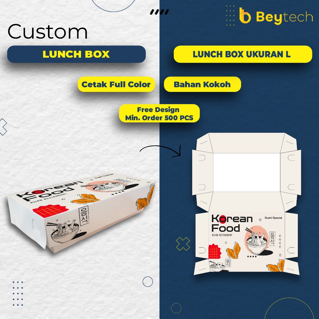 Jual Custom Print Cetak Paper Lunch Box Size L Food Grade Full Print ...