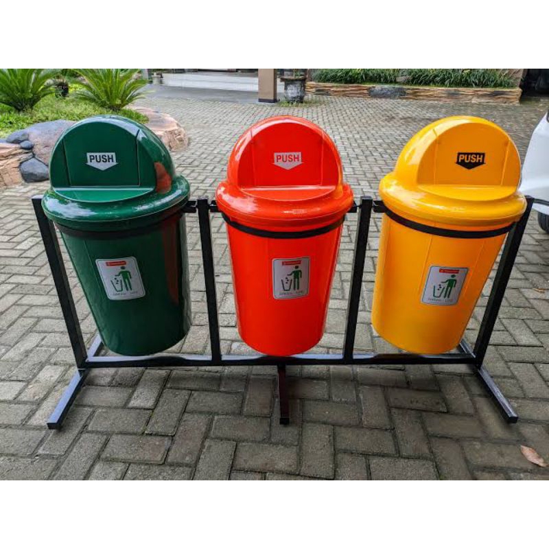 Jual Tempat Sampah 3 pilah kapasitas 60 Liter | Tempat Sampah 3 in 1 ...